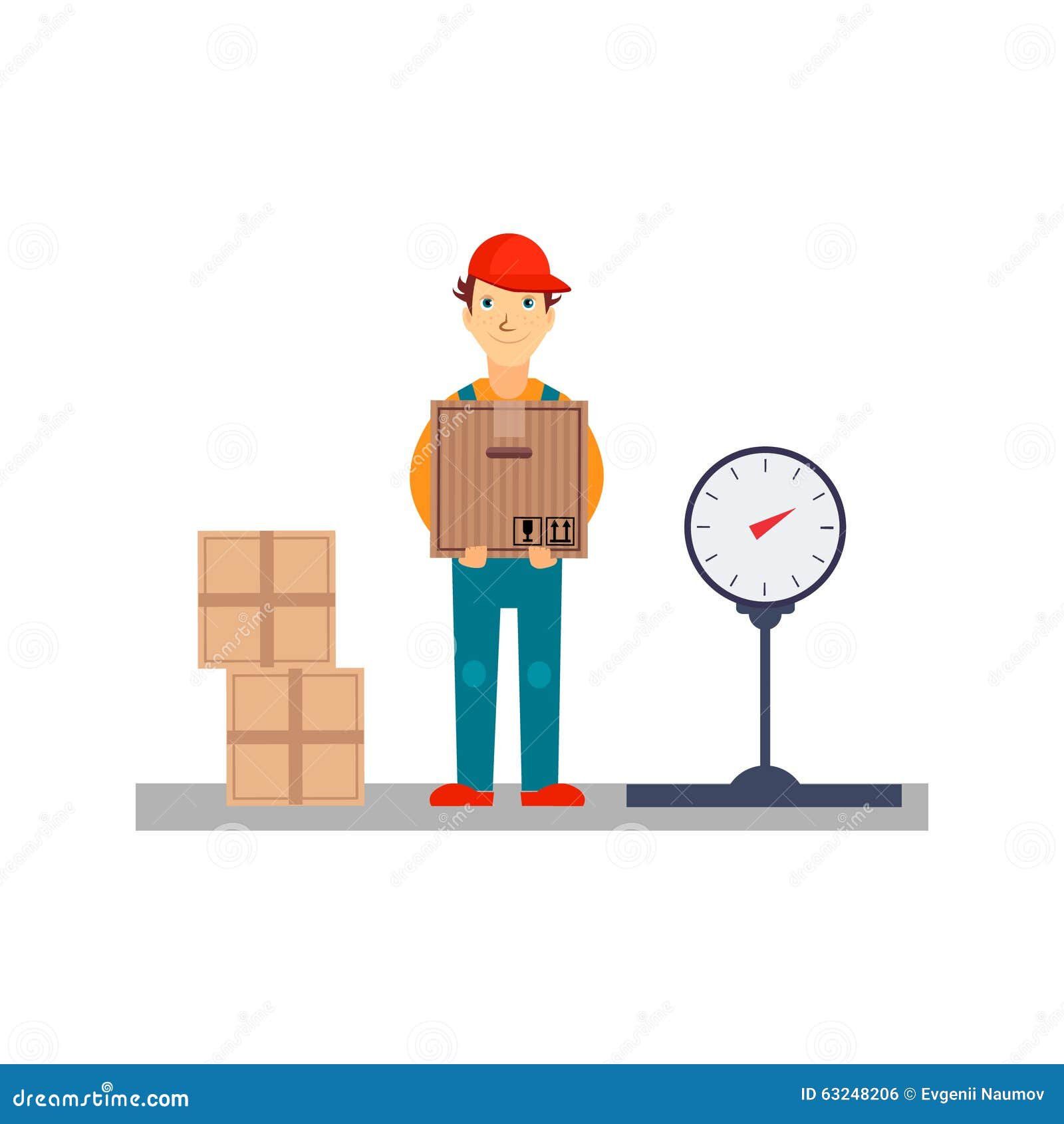 Delivery Man with Boxes and Scales, Vector Stock Vector - Illustration ...