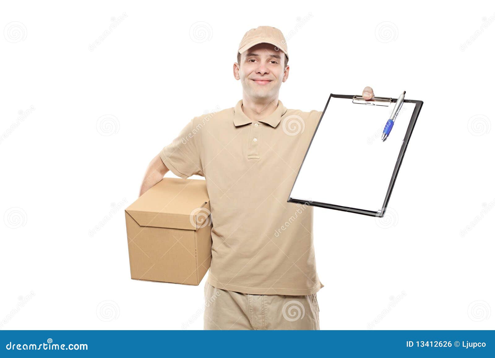 A Delivery Man Bringing a Package Stock Photo - Image of beige ...