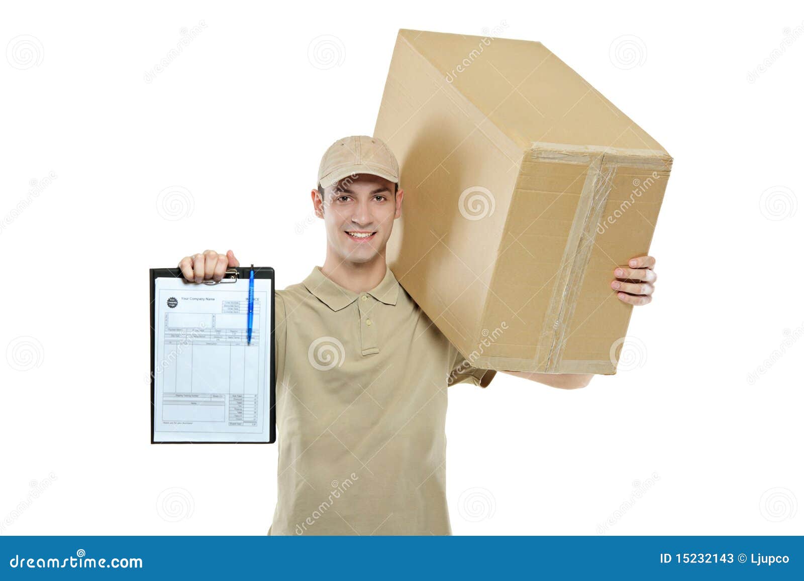 A Delivery Man Bringing a Package Stock Image - Image of isolated, hand ...