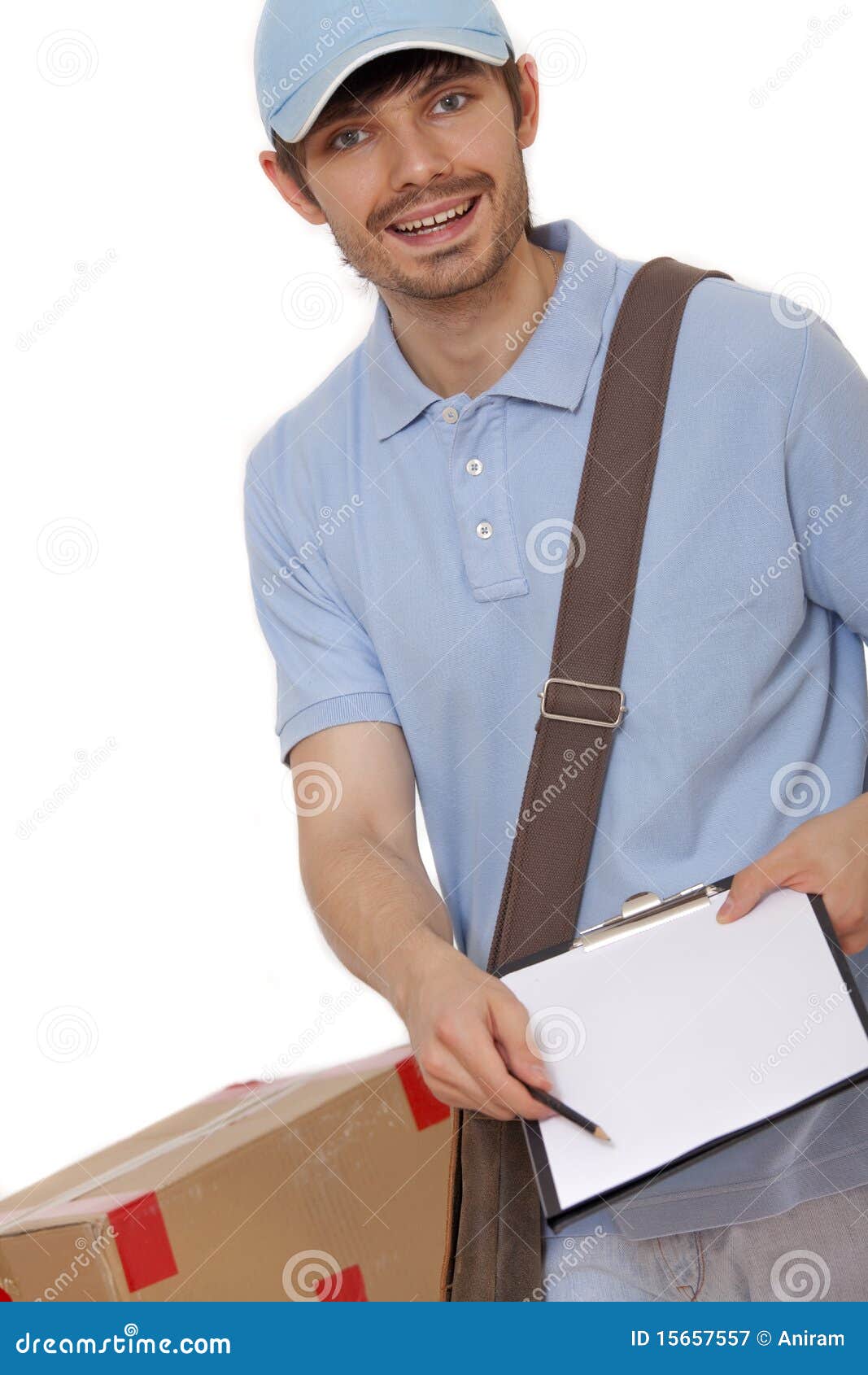 Delivery Man Bringing Package Stock Image - Image of working, giving ...