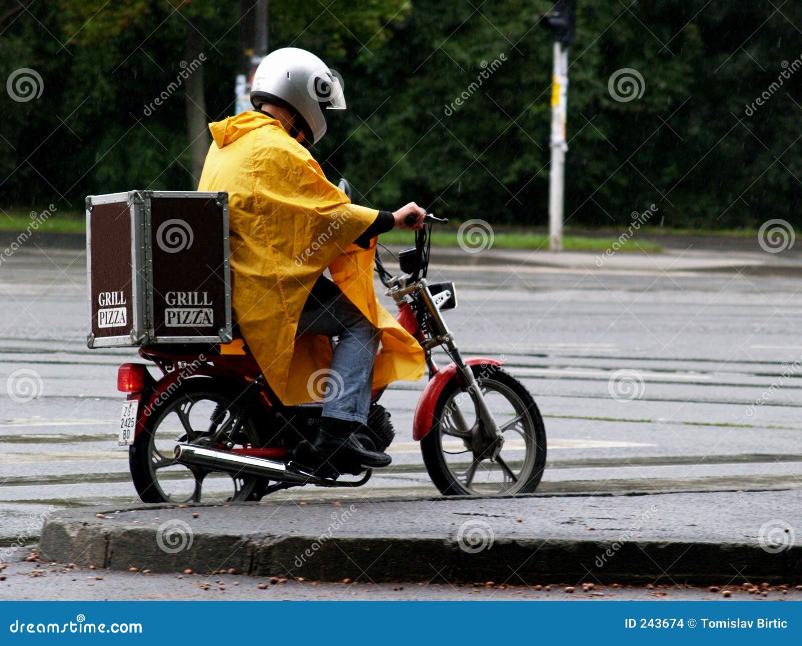 Delivery Man Can Not Be Stopped by Rain Stock Photo - Image of bike ...