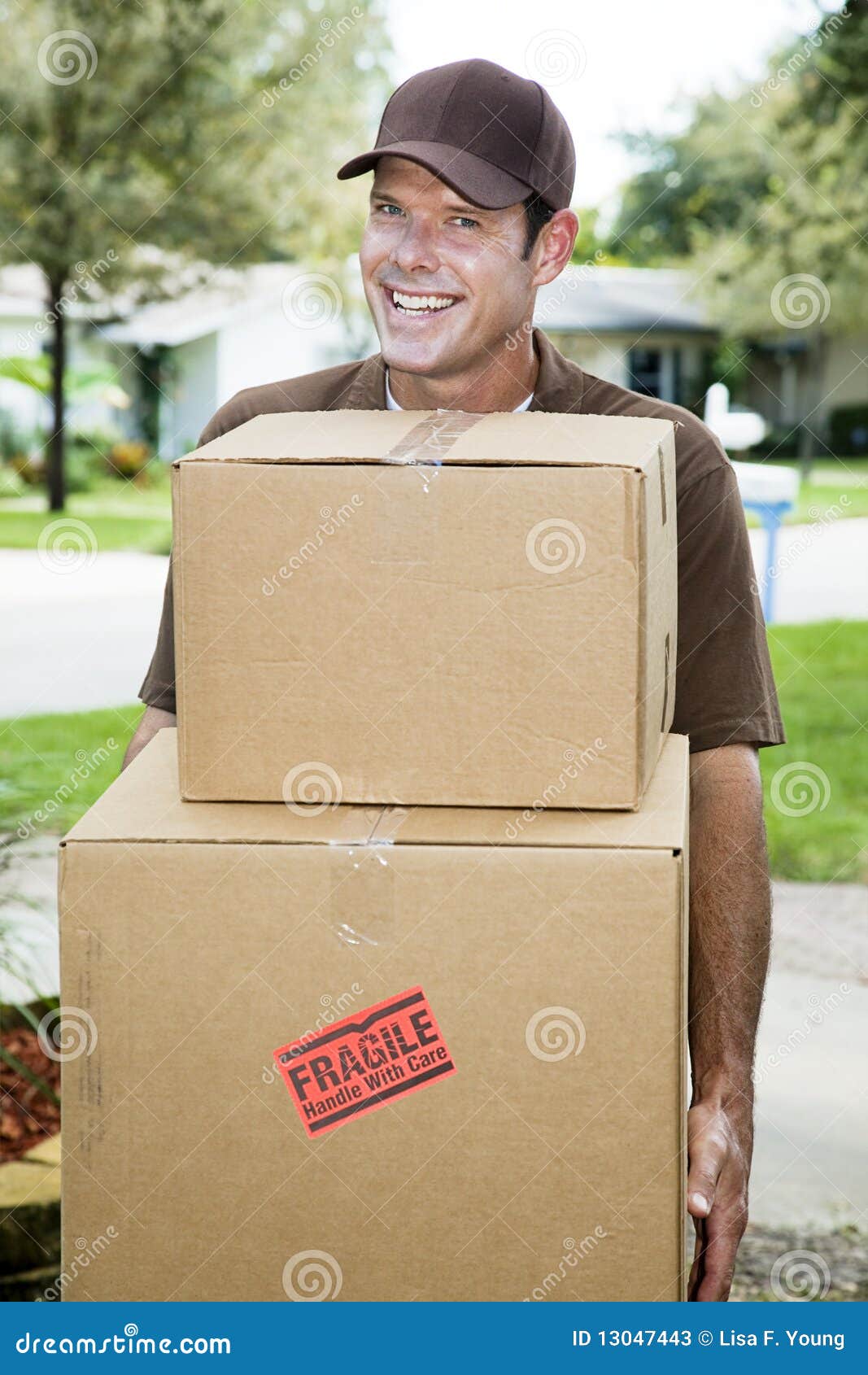 Delivery Man Carries Packages Stock Image - Image of shirt, mail: 13047443