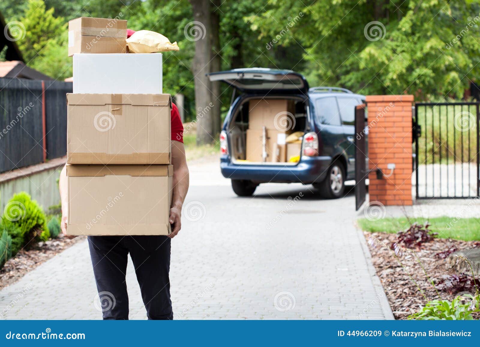 Delivery Man Carrying Package Stack Stock Image - Image of mailman ...