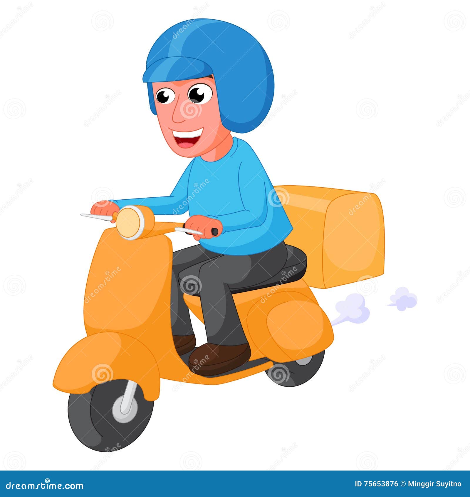Delivery Man Cartoon with Scooter Stock Vector - Illustration of ...