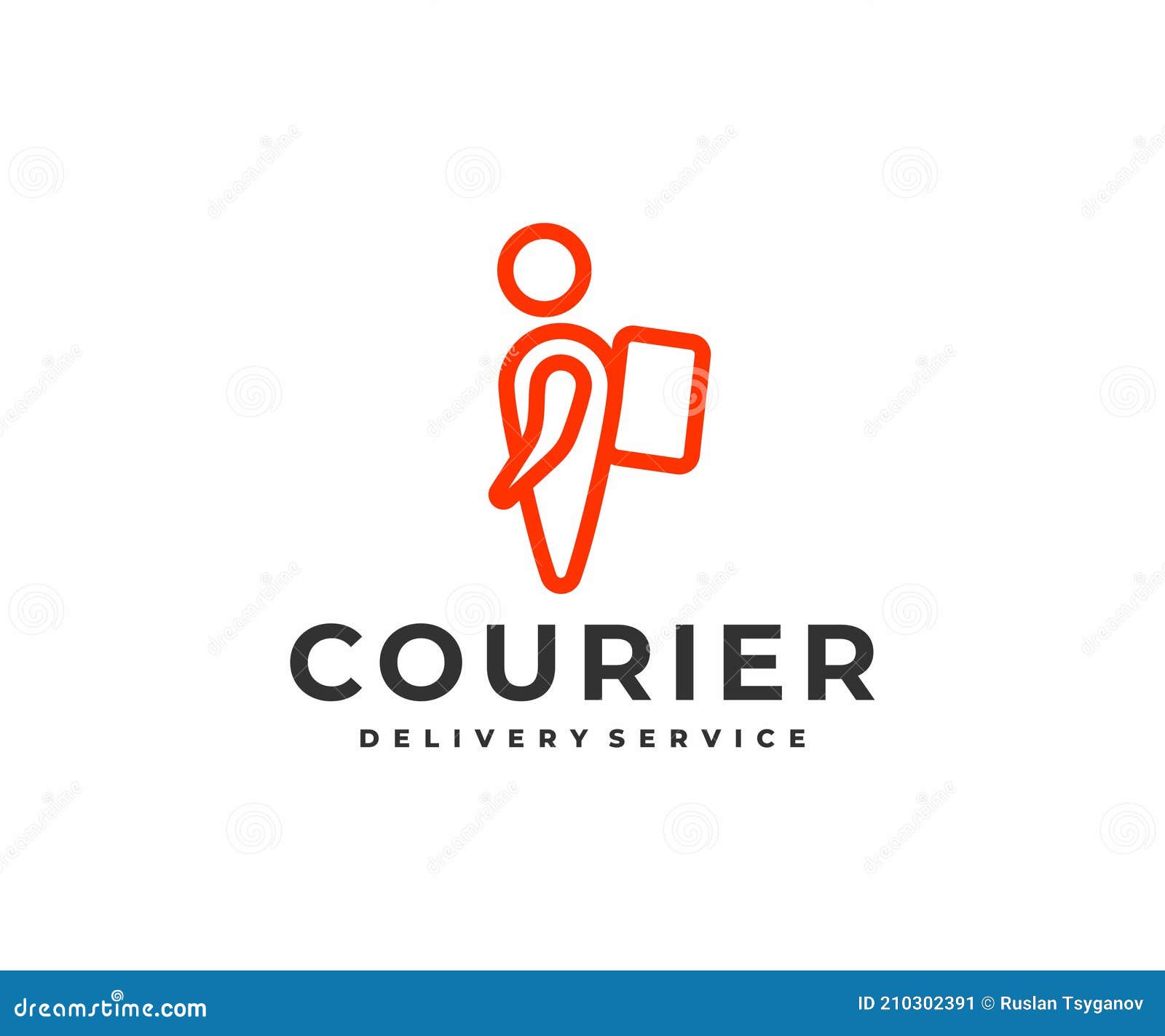 Delivery Man Courier with Backpack Logo Design. Map Point Person ...