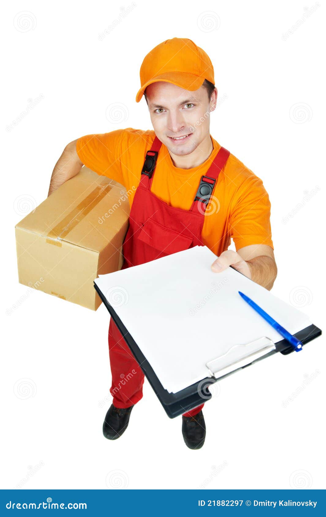 Delivery Man Courier with Parcel Cardboard Box Stock Image - Image of ...