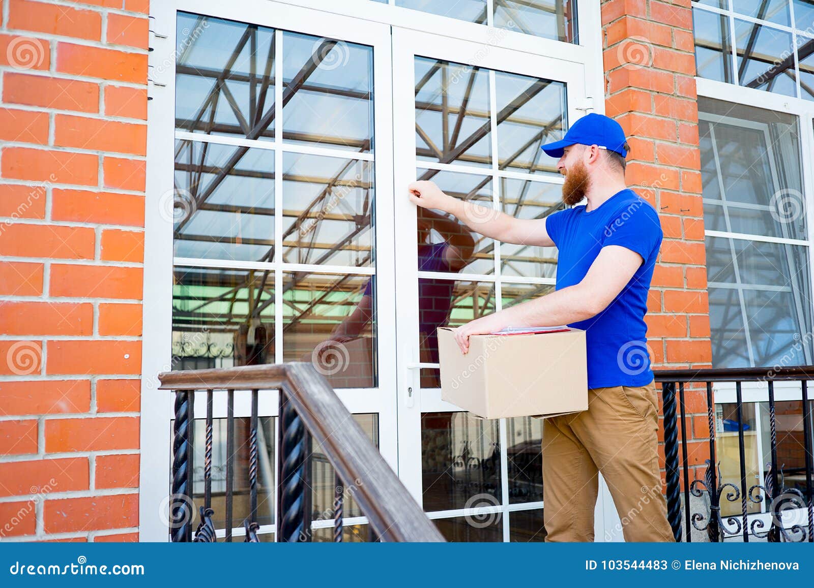 Delivery Man Delivering Boxes Stock Image - Image of care, blue: 103544483