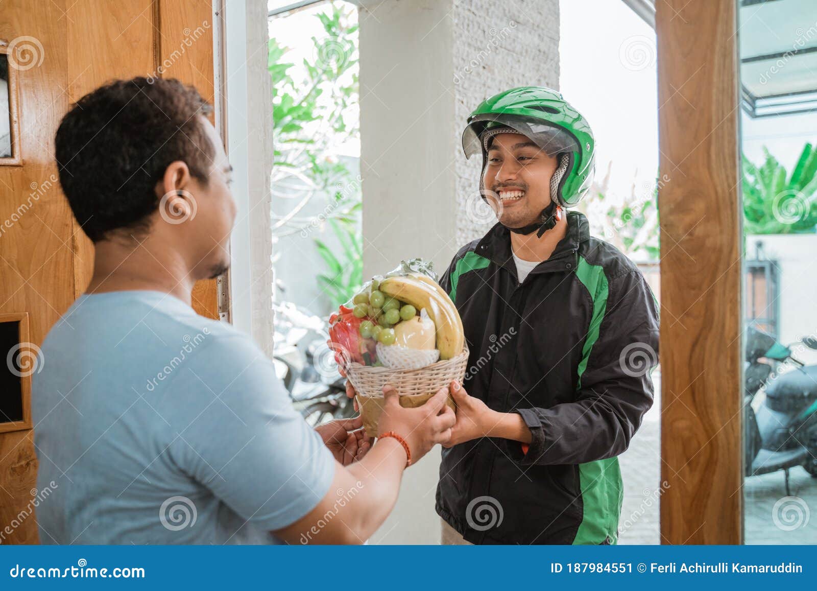 Delivery Man Delivering Fruit Parcel Stock Image - Image of business ...