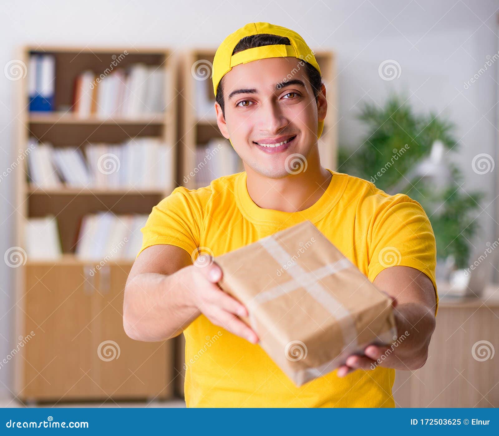 Delivery Man Delivering Parcel Box Stock Image - Image of industry ...