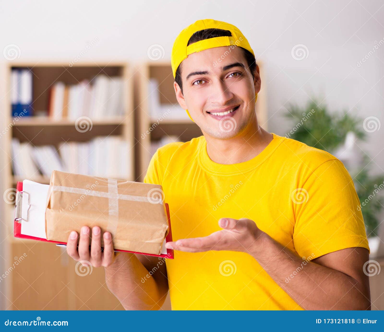 Delivery Man Delivering Parcel Box Stock Photo - Image of mail, deliver ...