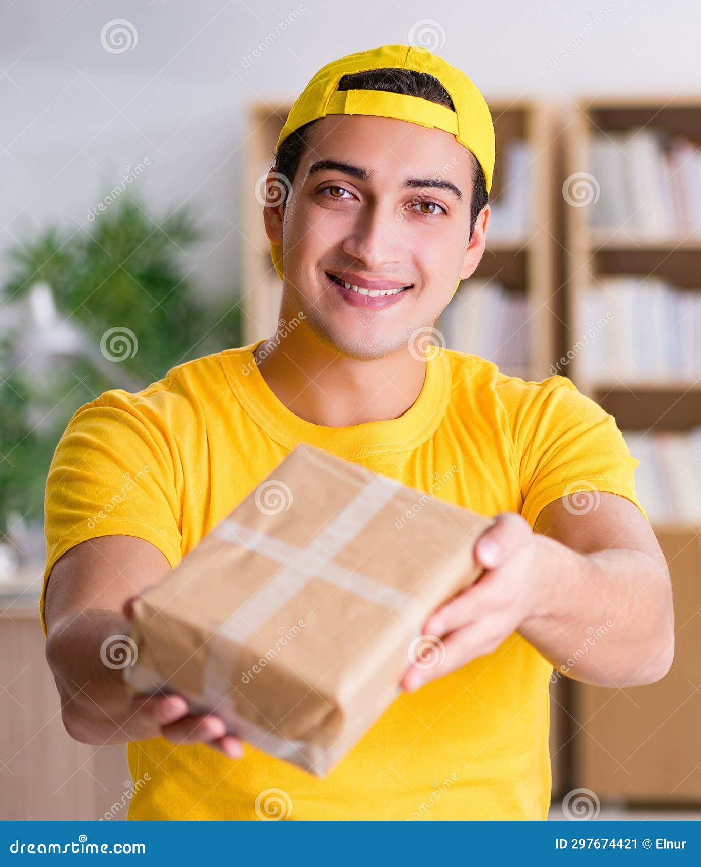 Delivery Man Delivering Parcel Box Stock Image - Image of giving, post ...