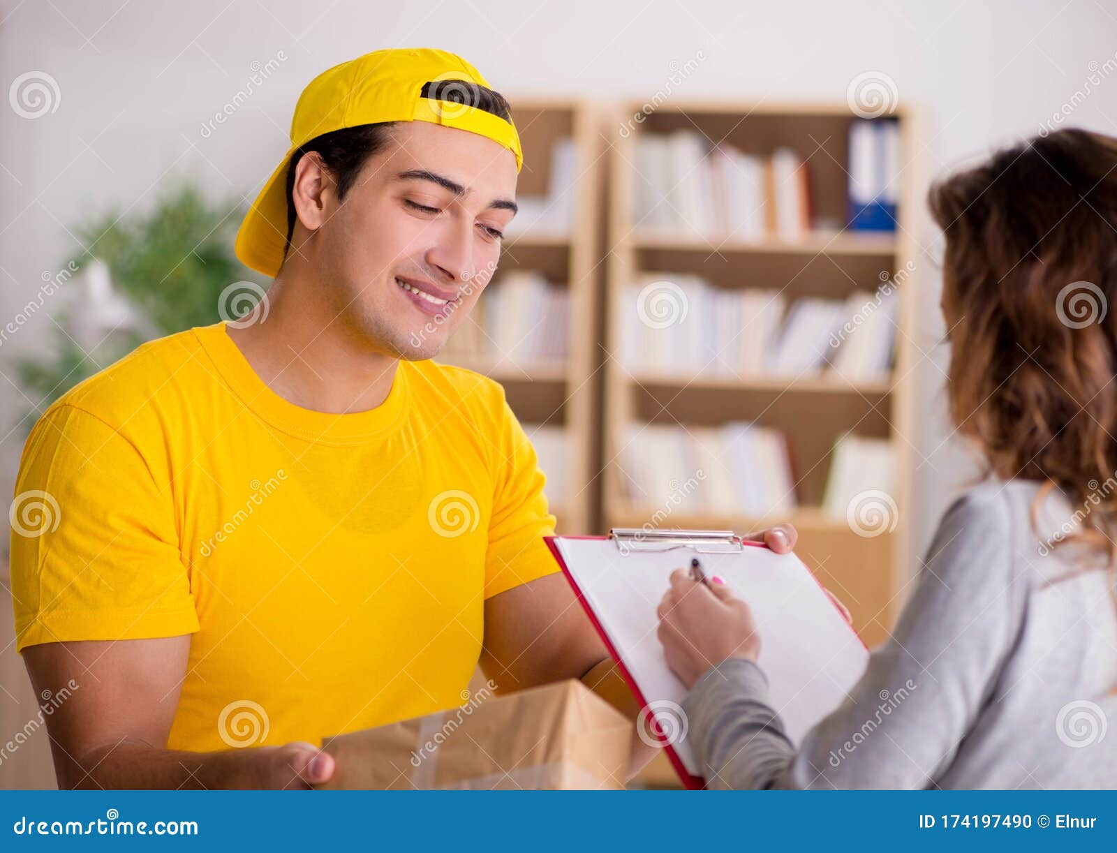Delivery Man Delivering Parcel Box Stock Photo - Image of delivery ...