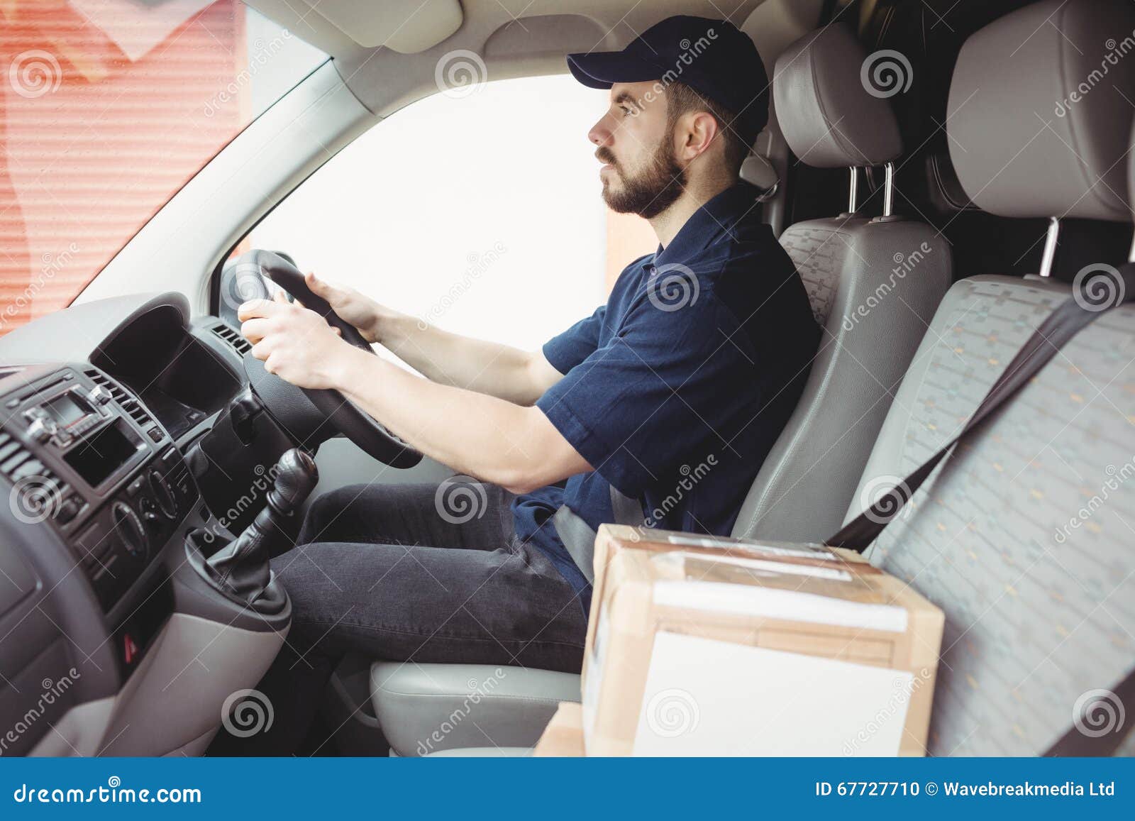 Delivery Man Driving His Van Royalty-Free Stock Image | CartoonDealer ...