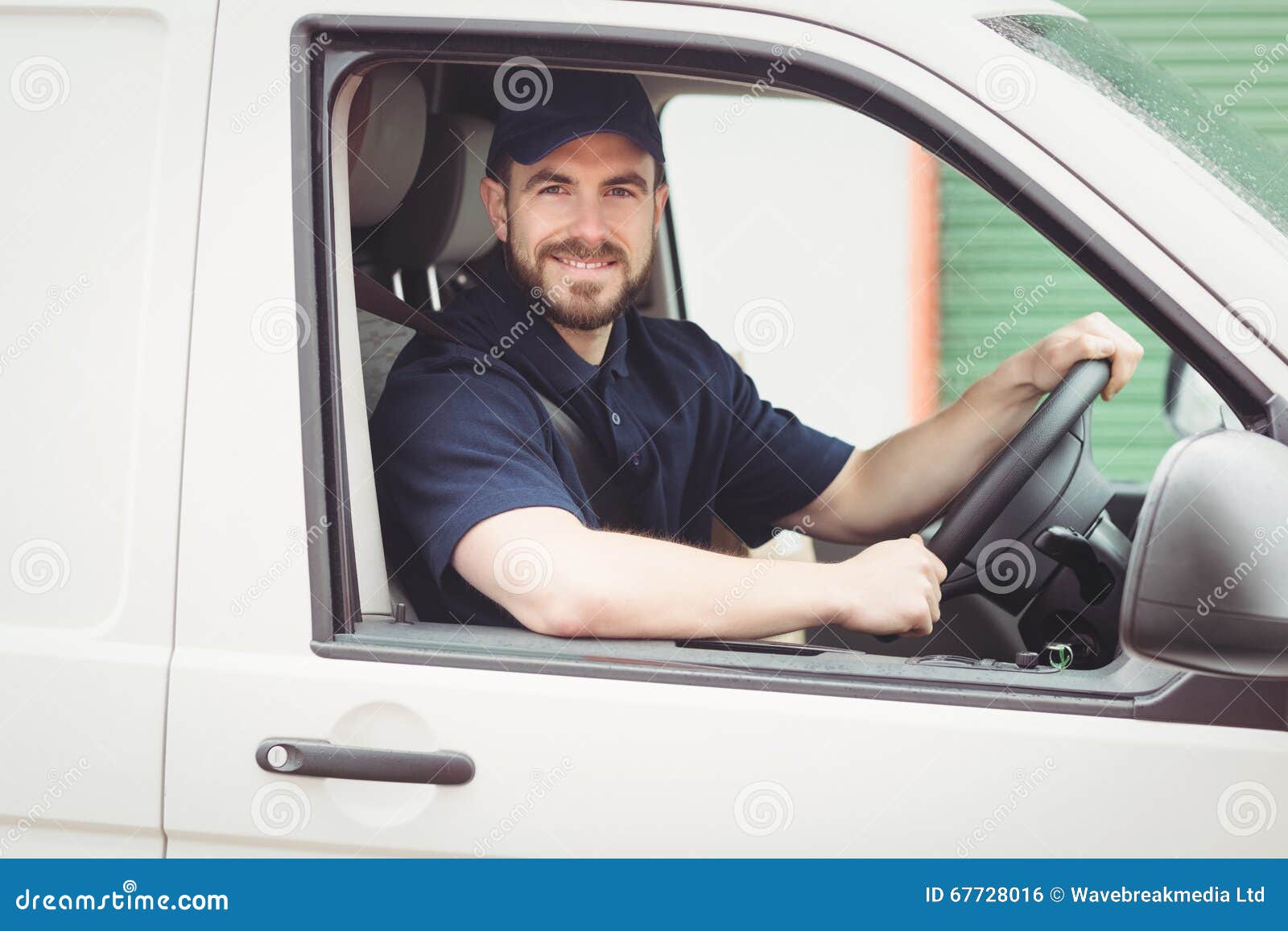 Delivery Man Driving His Van Stock Photo - Image of loading, career ...