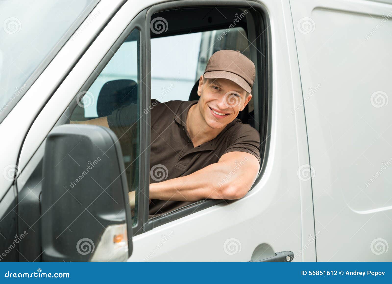 Delivery Man Driving Van stock photo. Image of shipping - 56851612