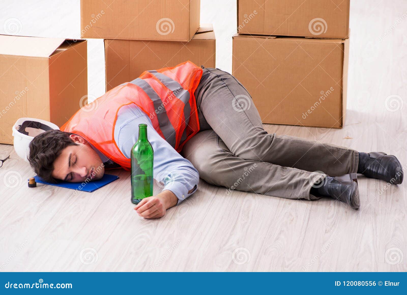 The Delivery Man Drunk at Work Stock Photo - Image of move, break ...