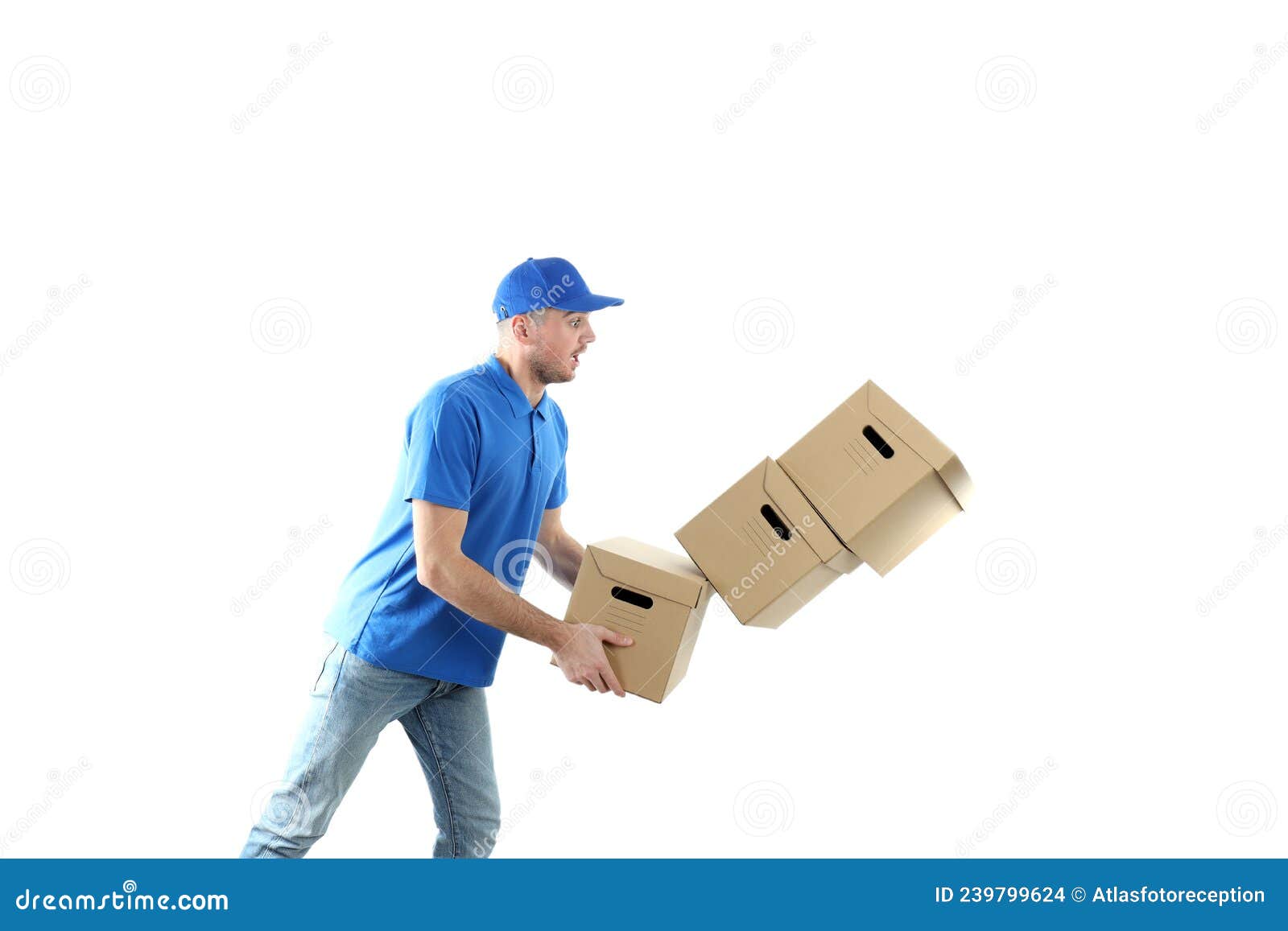 Delivery Man With Falling Stack Of Boxes Stock Photo | CartoonDealer ...