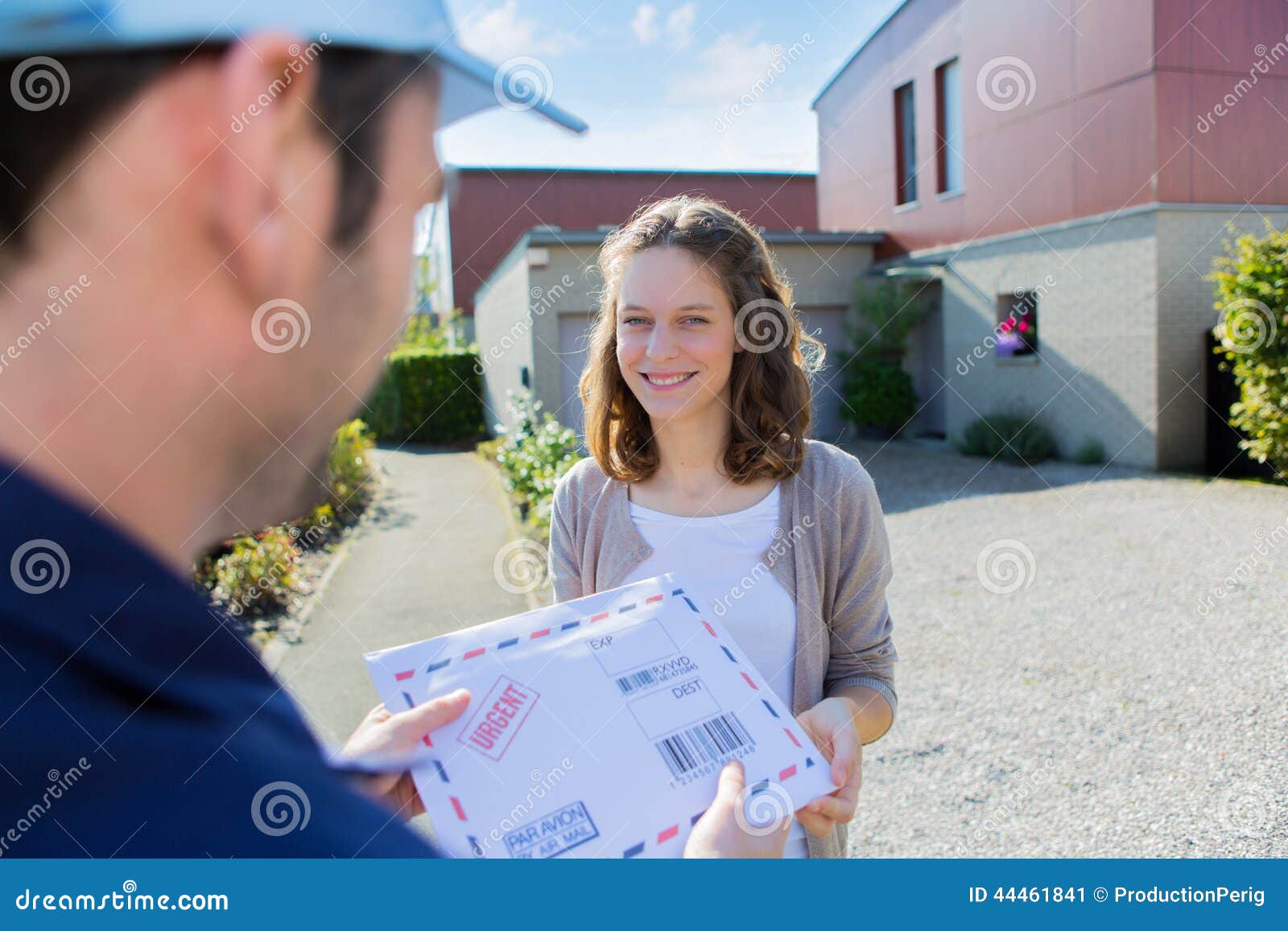 Delivery Man Handing Over a Registered Letter Stock Image - Image of ...