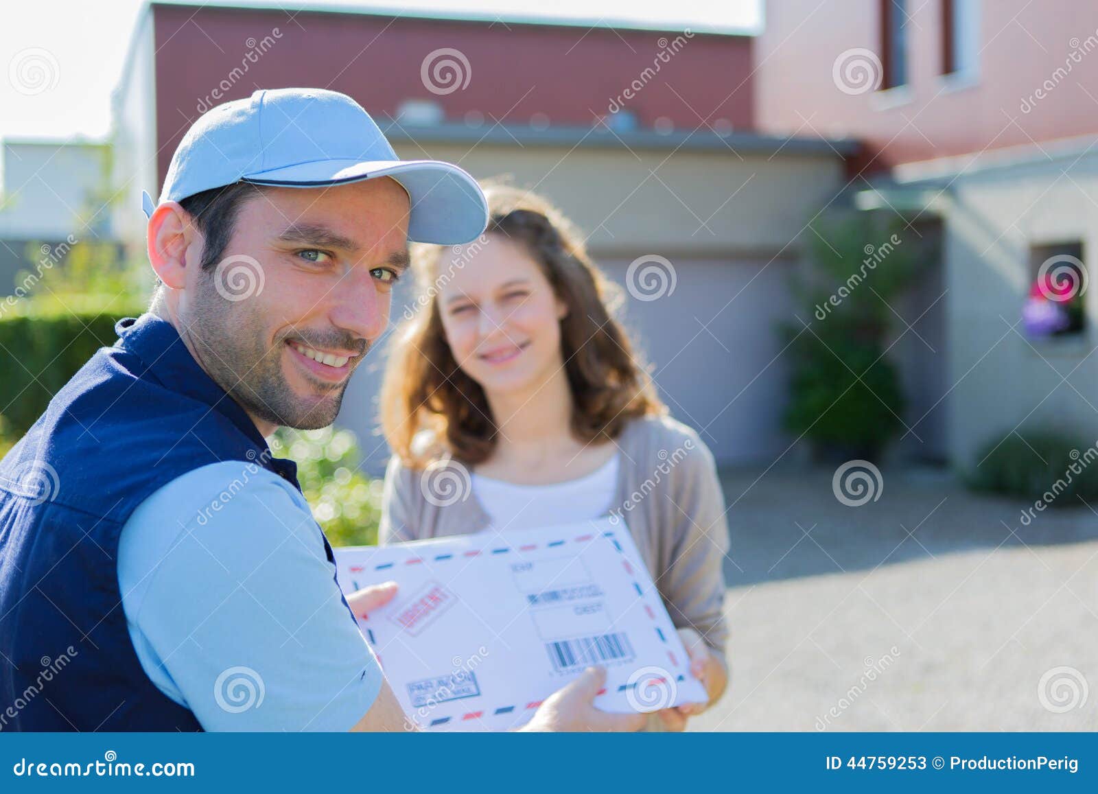 Delivery Man Handing Over a Registered Letter Stock Image - Image of ...