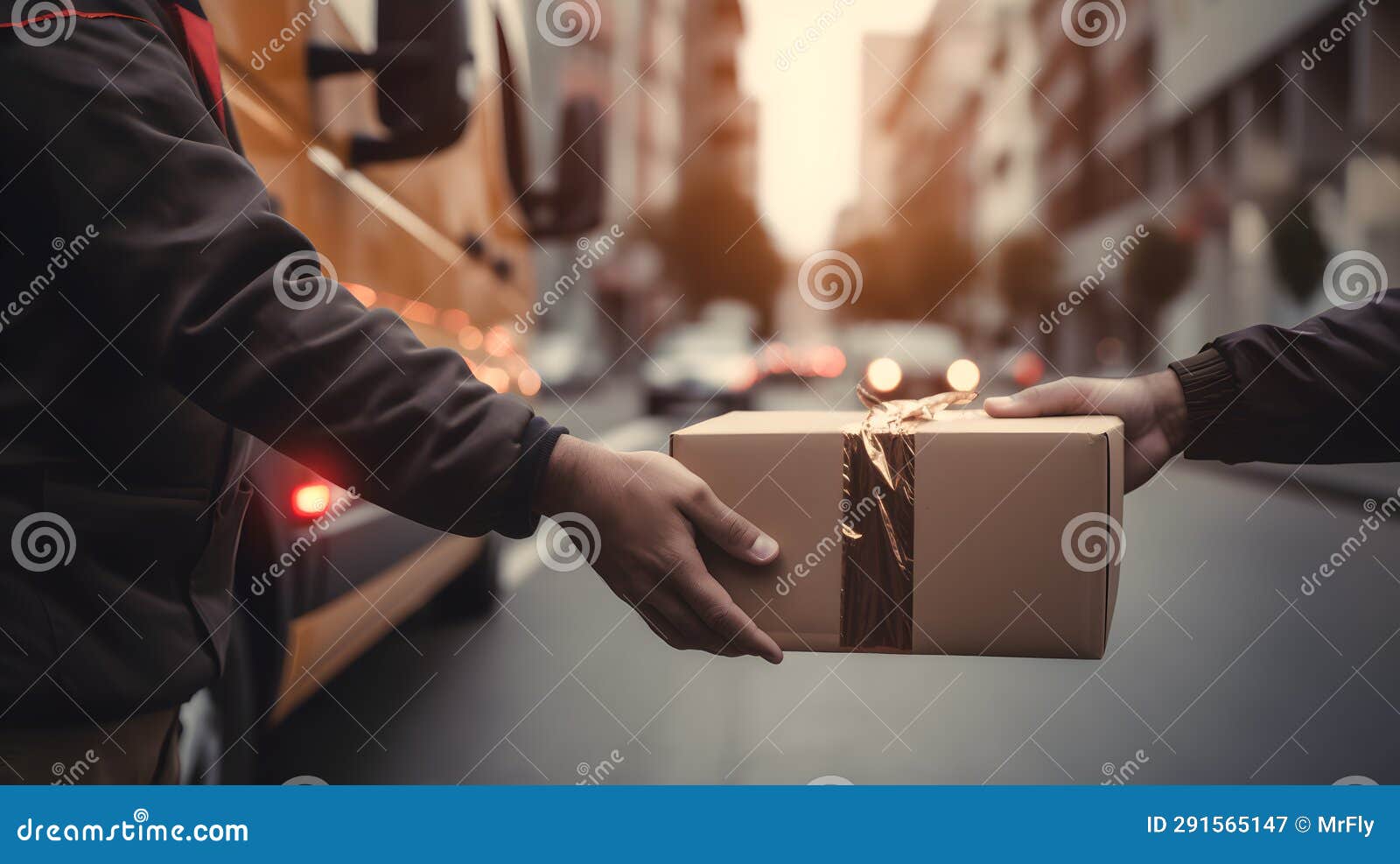 Delivery Man Handing the Package, Box To a Customer Stock Illustration ...