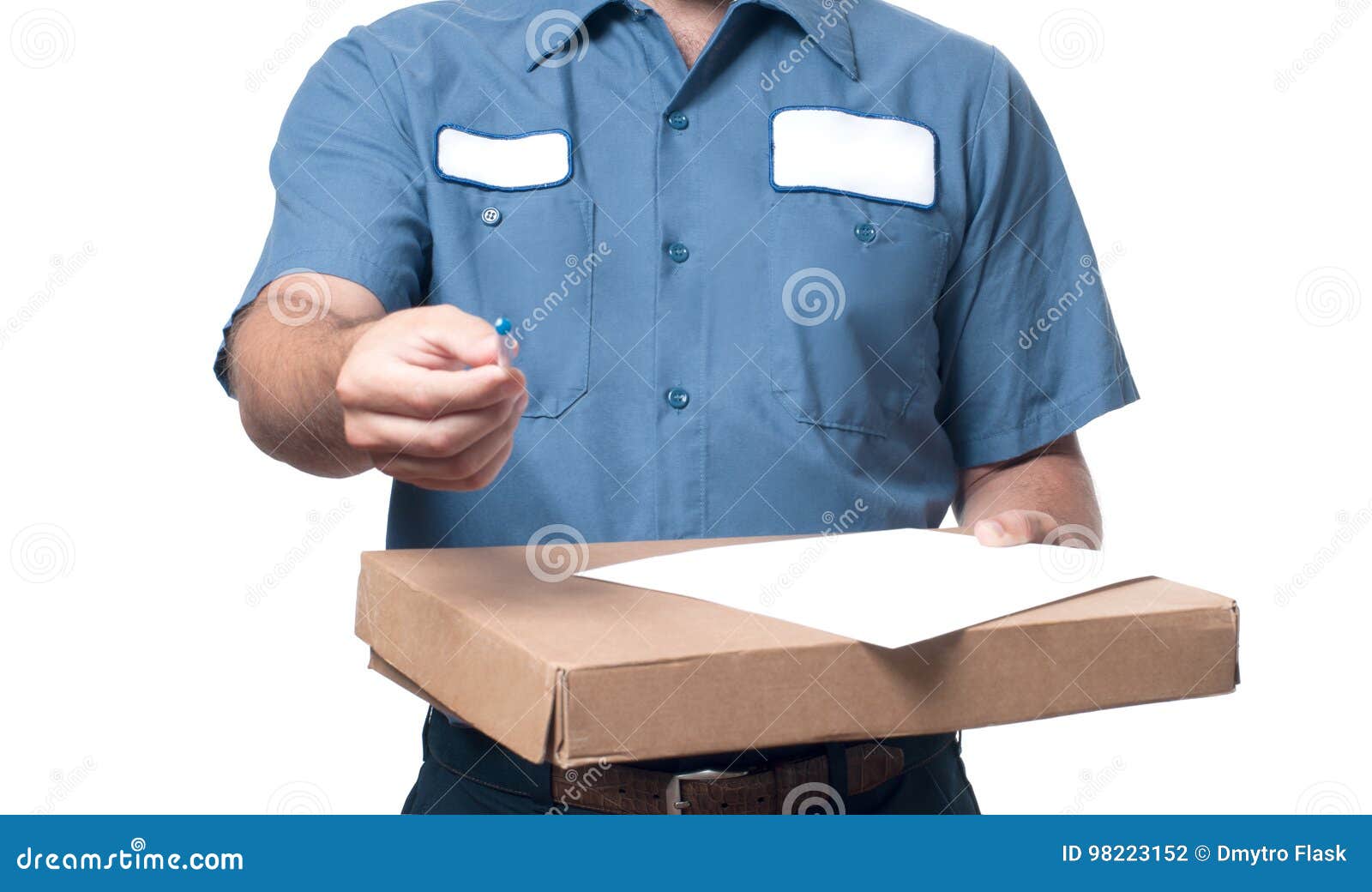 Delivery Man Handing Parcel Box To Recipient Stock Photo - Image of ...