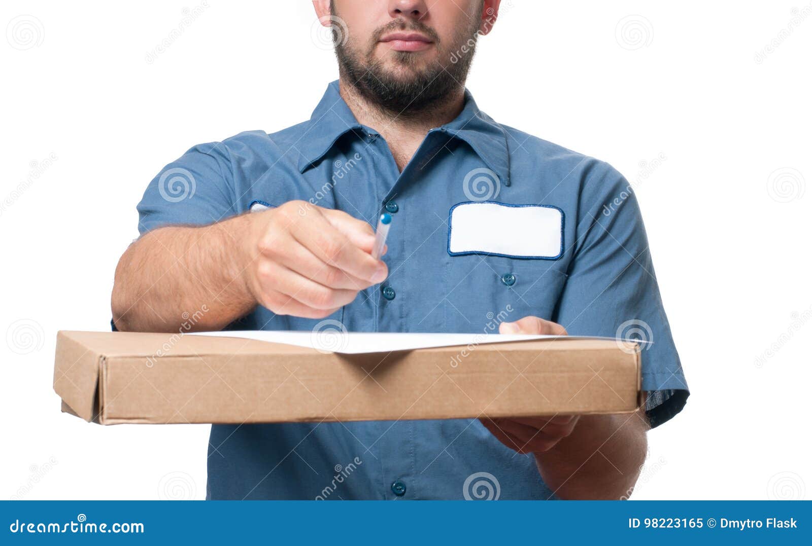 Delivery Man Handing Parcel Box To Recipient Stock Image - Image of ...