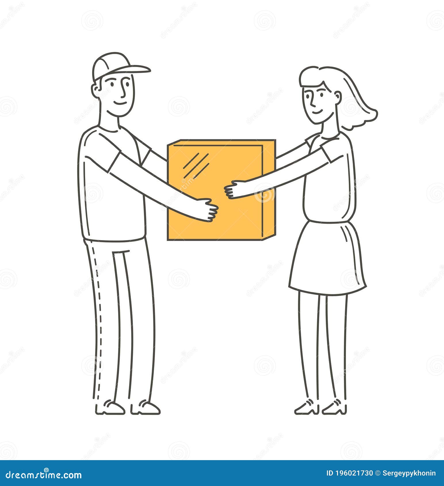 Delivery Man Hands Over Package To Customer Stock Vector - Illustration ...