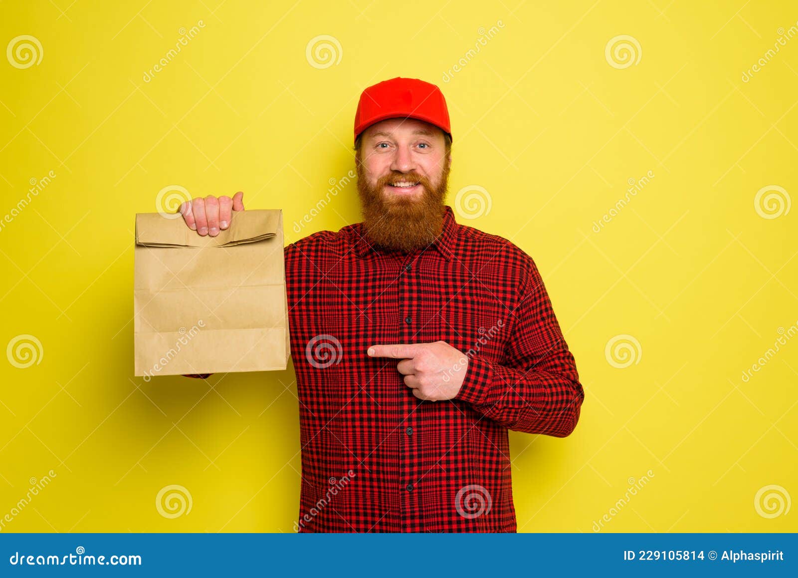 Delivery Man with Hat and Beard Has an Happy Expression Stock Photo ...
