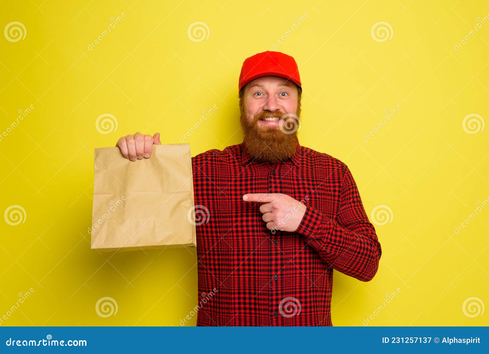 Delivery Man with Hat and Beard Has an Happy Expression Stock Image ...