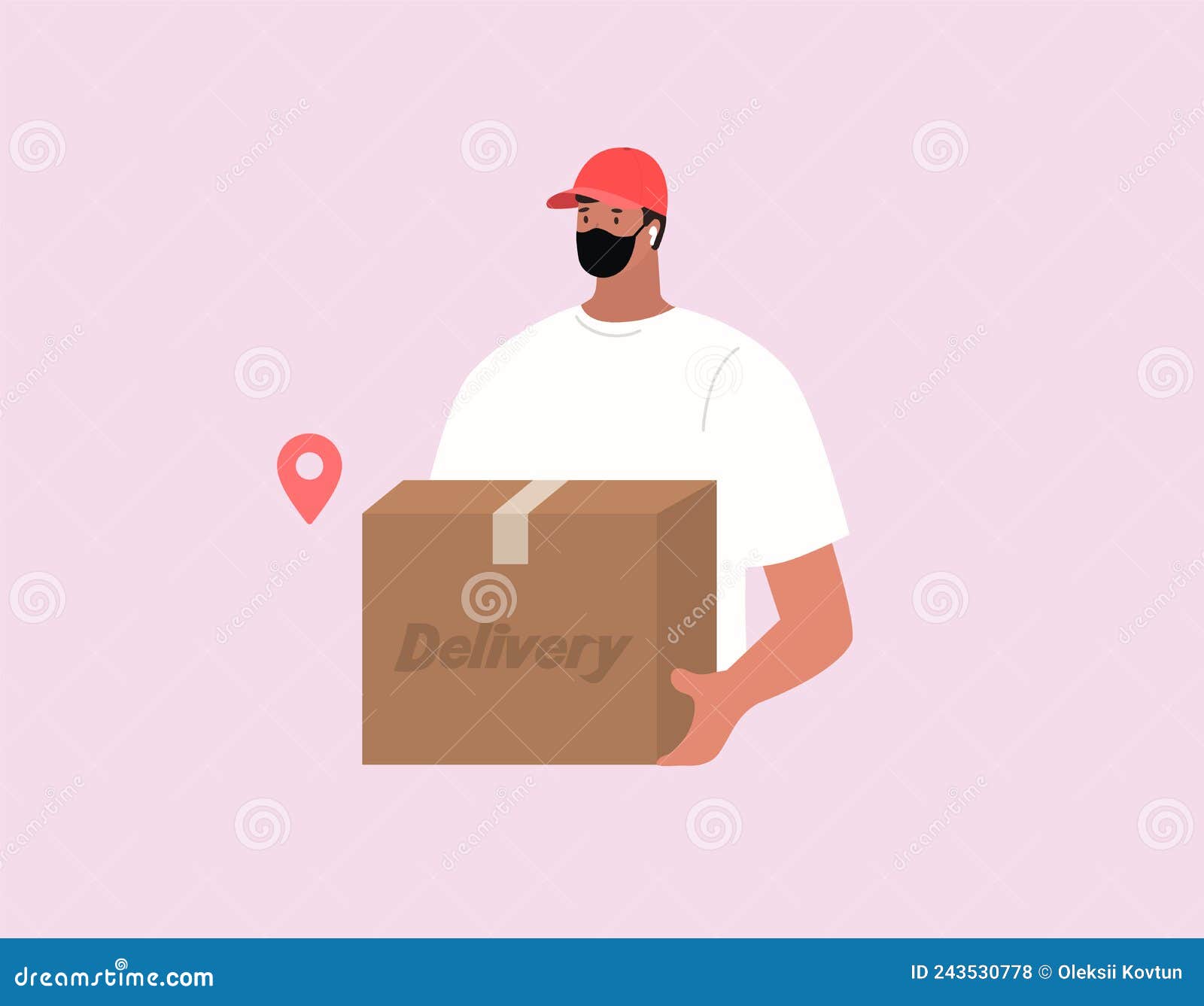 Delivery Man Holding a Box. Flat Style Stock Vector - Illustration of ...