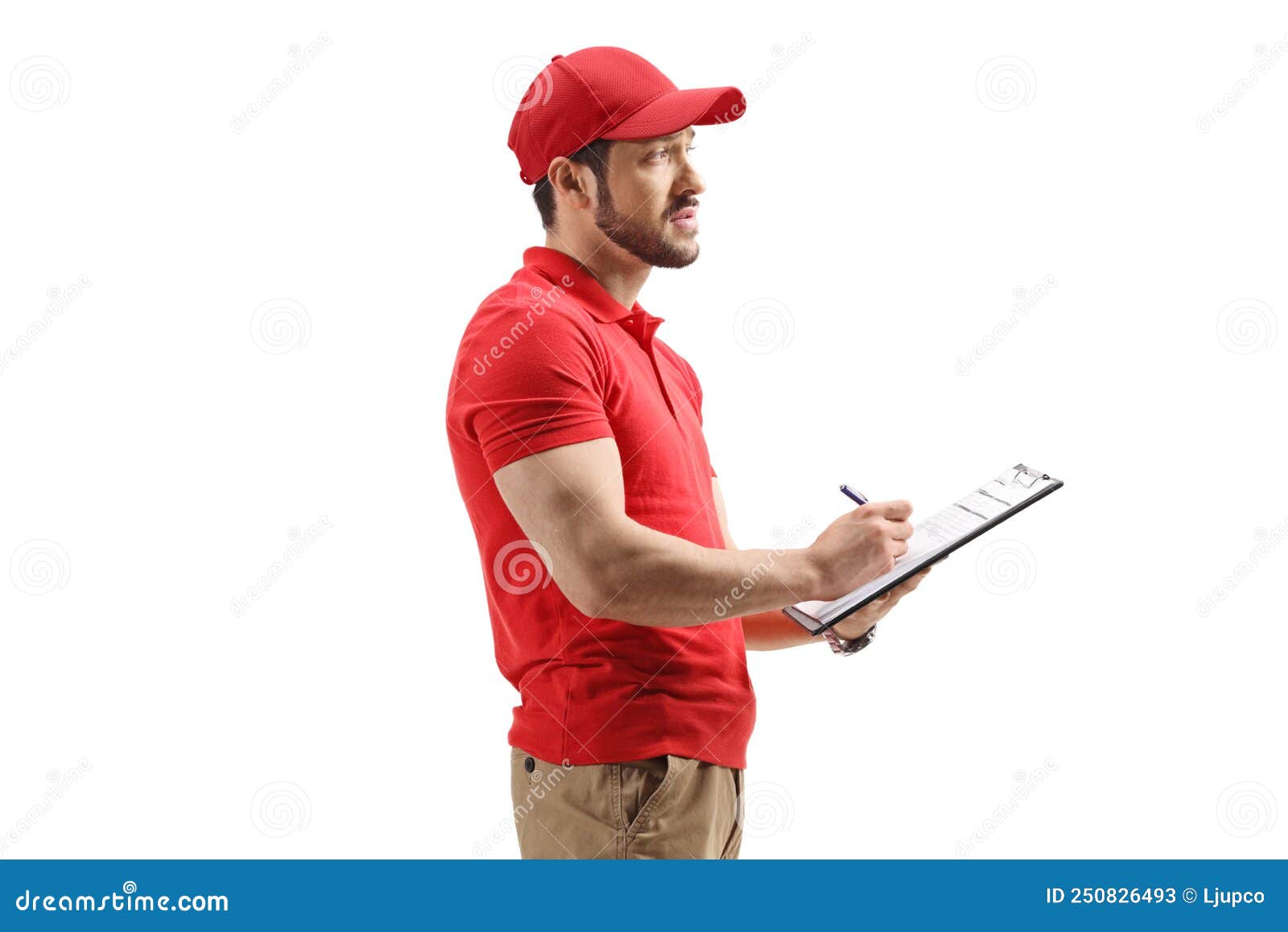 Delivery Man Holding a Paper Document Stock Image - Image of activity ...