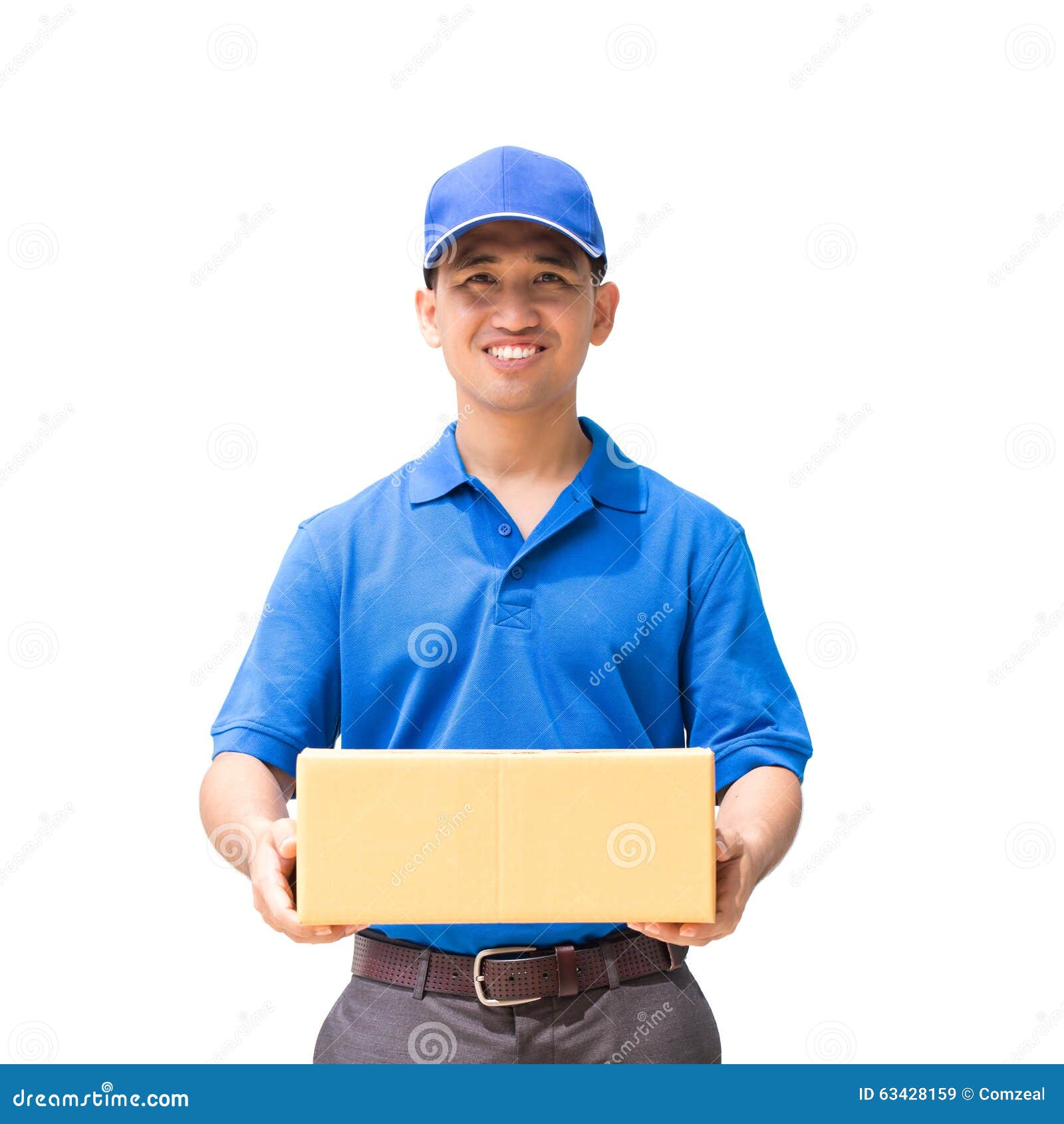 Delivery Man Holding a Parcel Box Stock Image - Image of service ...