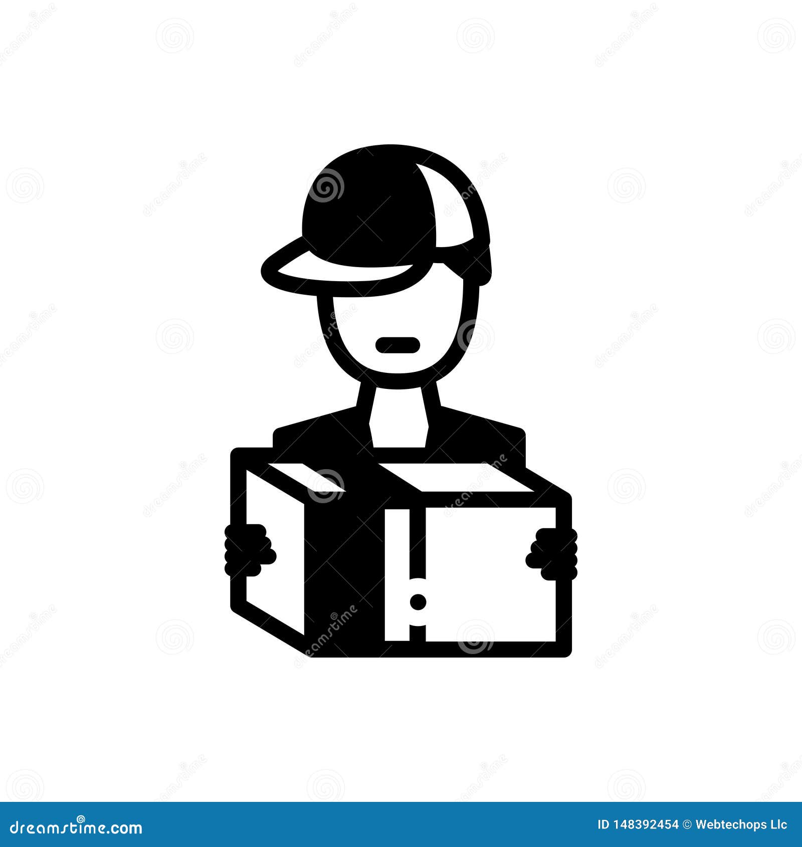 Black Solid Icon for Delivery Man, Occupation and Dealer Stock Vector ...
