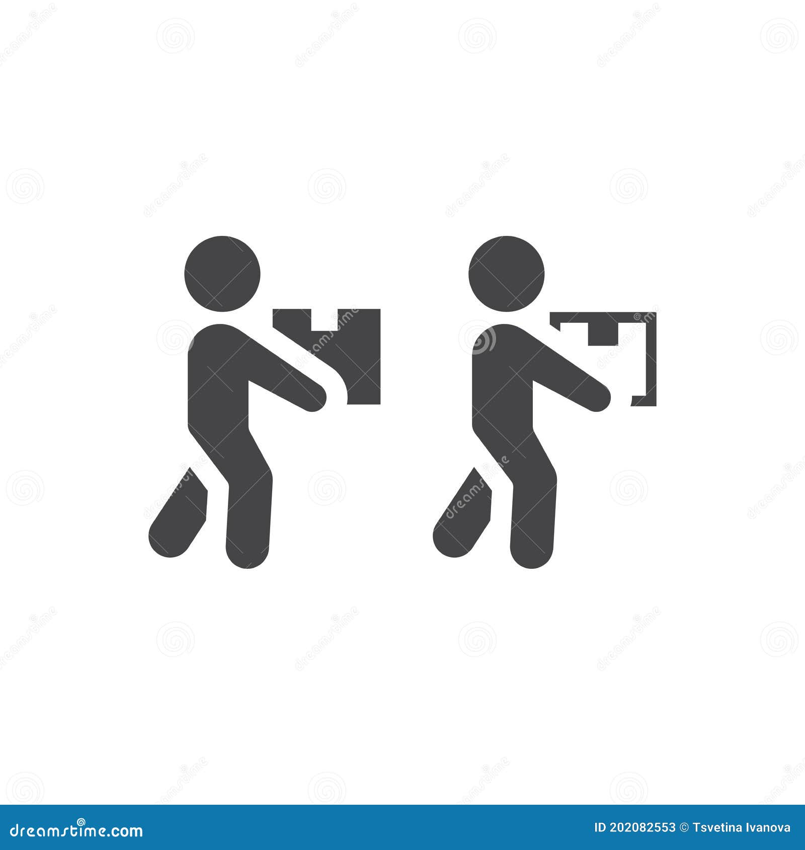 Delivery Man Icon. Simple Courier Man Figure with Box Symbol Stock ...