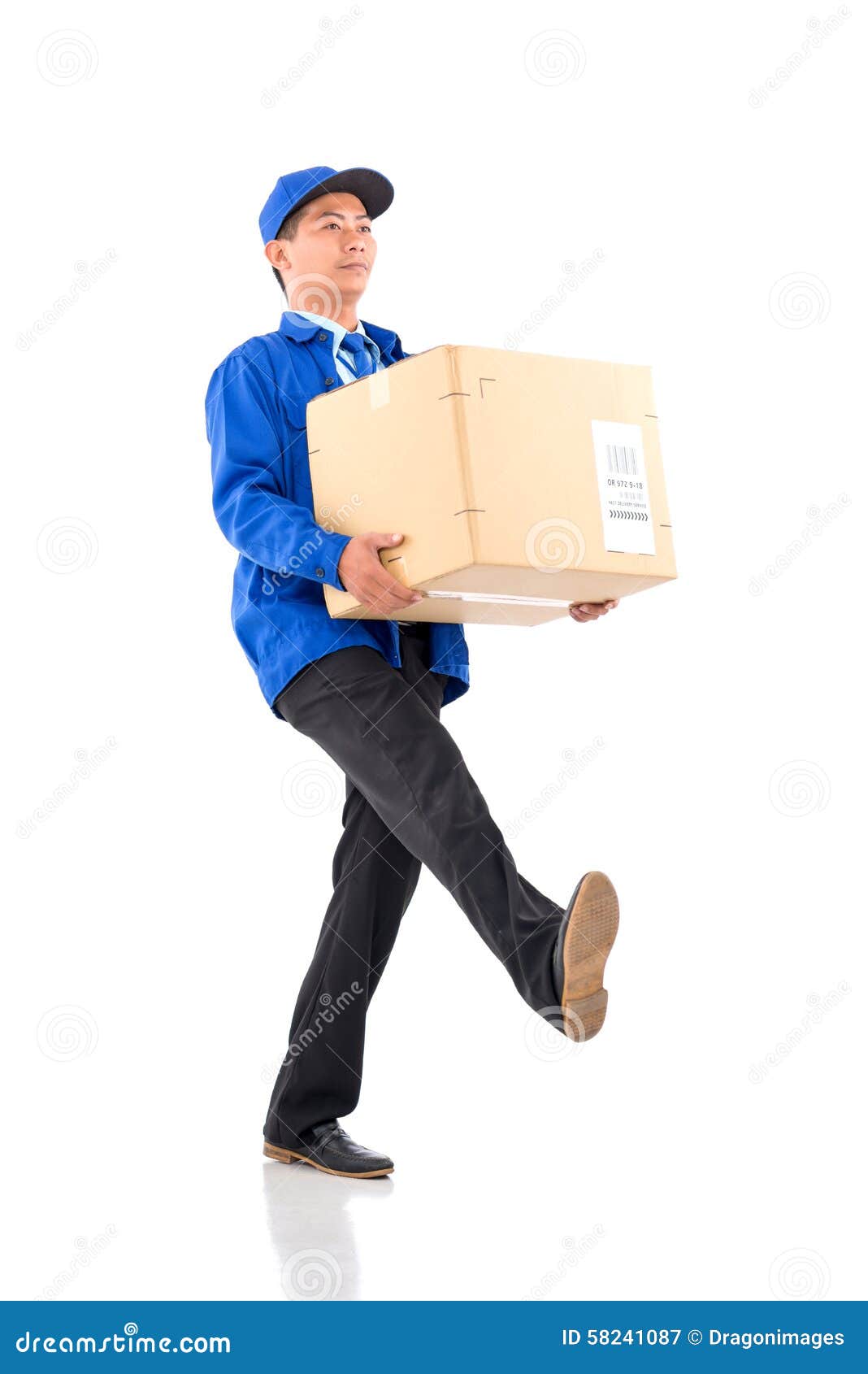 Delivery Man with Large Package Stock Image - Image of serious, carry ...