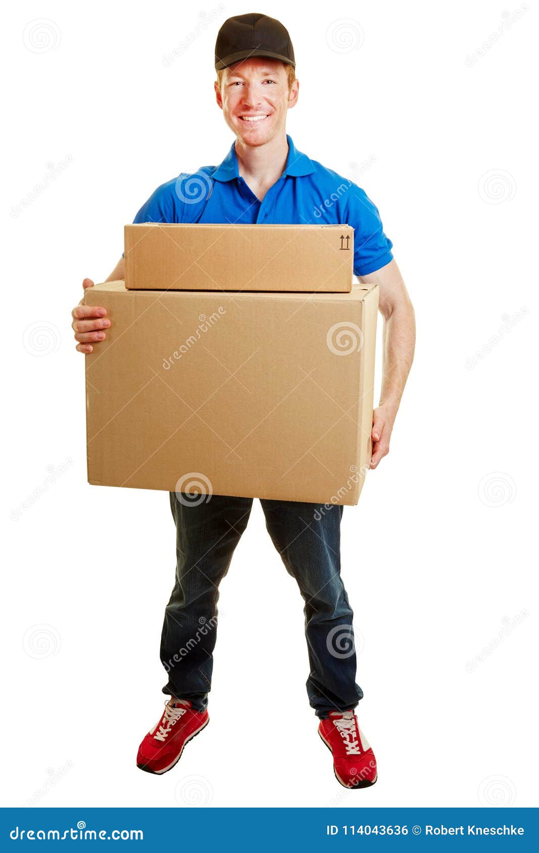 Delivery Man Making a Parcel Delivery Stock Photo - Image of messenger ...
