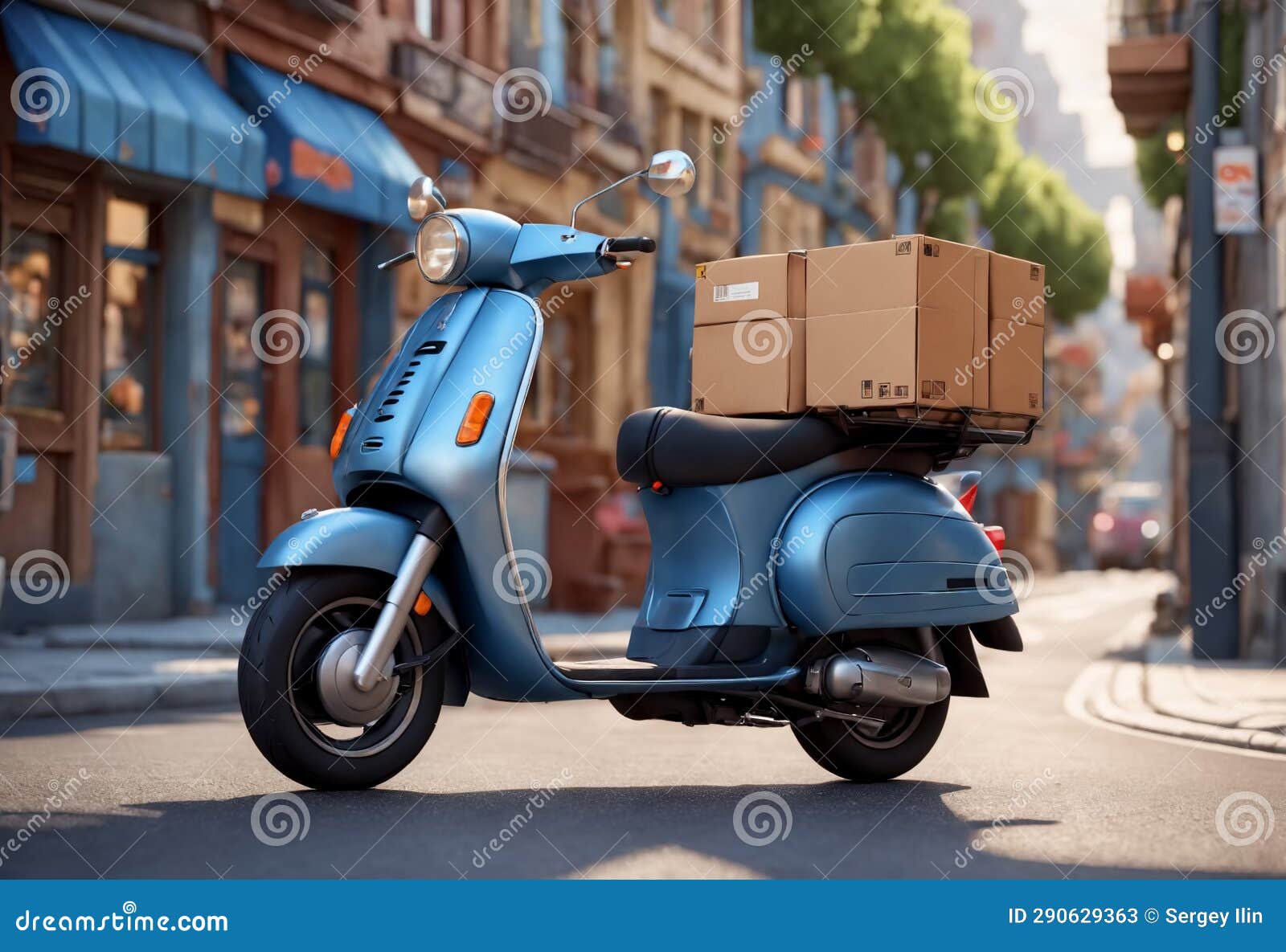 Delivery Man on a Motor Scooter with Cargo Boxes. Generative AI Stock ...