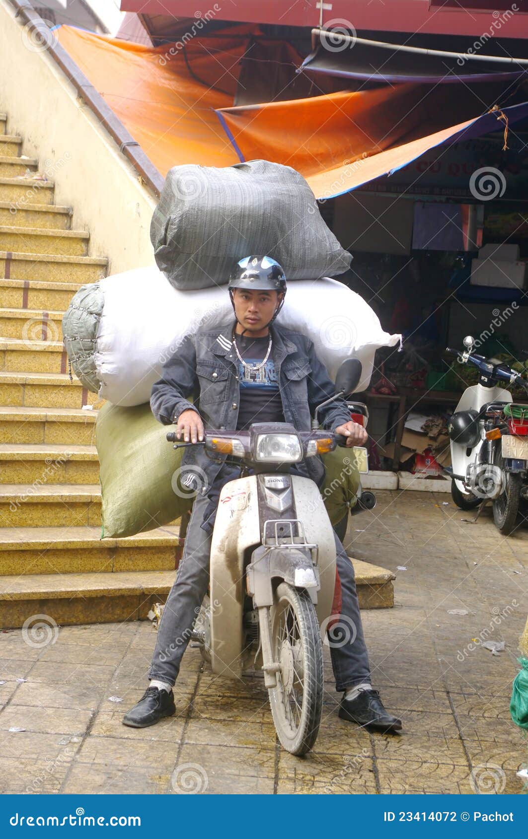 Delivery man motorbike editorial photography. Image of delivery - 23414072