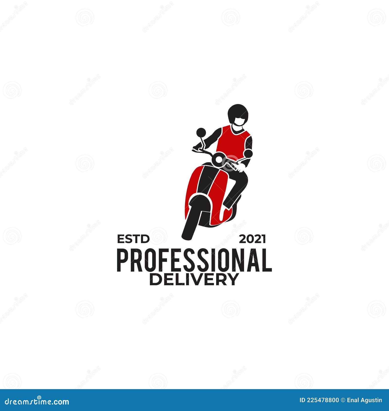 Delivery Man with Motorcycle Logo Design Template Stock Vector ...