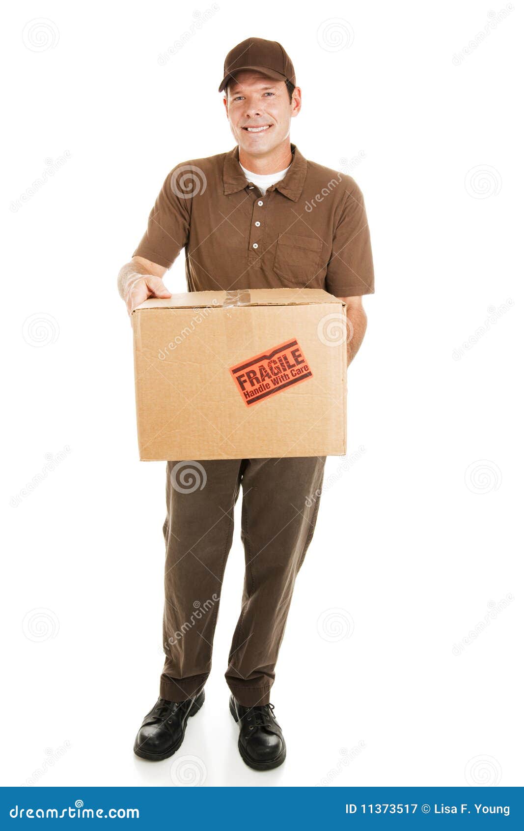 Delivery Man with Package - Full Body Stock Image - Image of moving ...