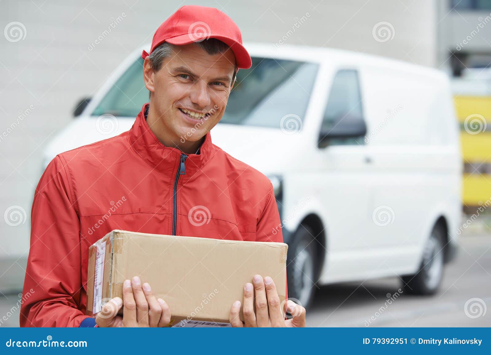 Delivery Man with Package Outdoors Stock Image - Image of shipping ...