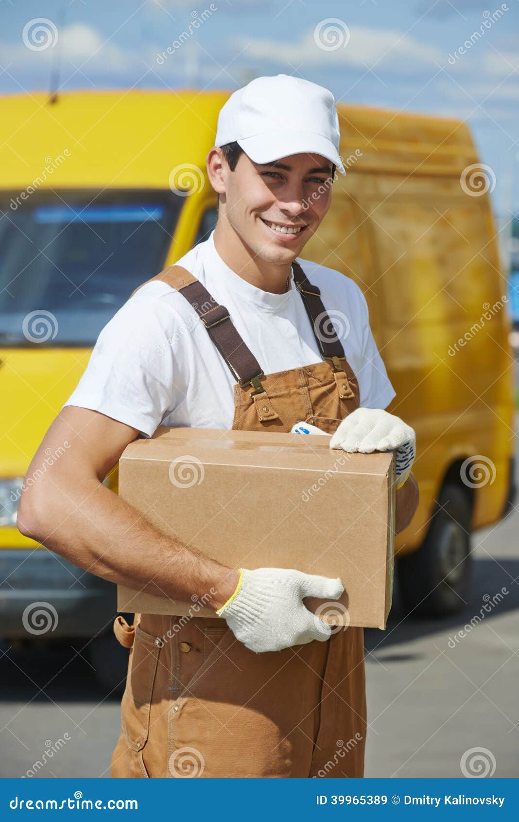 Delivery Man with Parcel Box Stock Image - Image of postal, male: 39965389