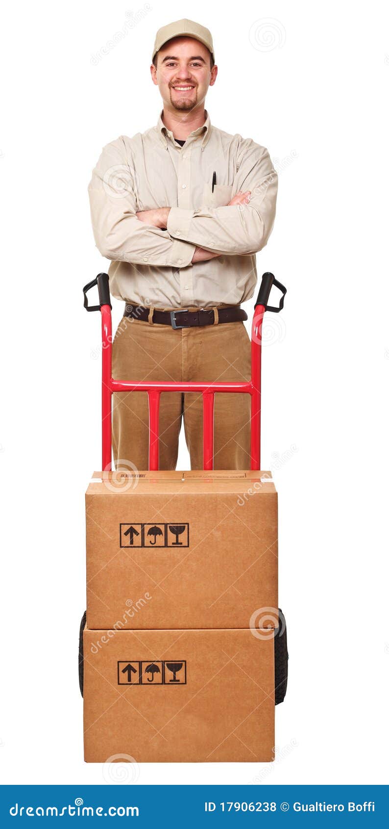 Delivery man portrait stock photo. Image of person, isolated - 17906238
