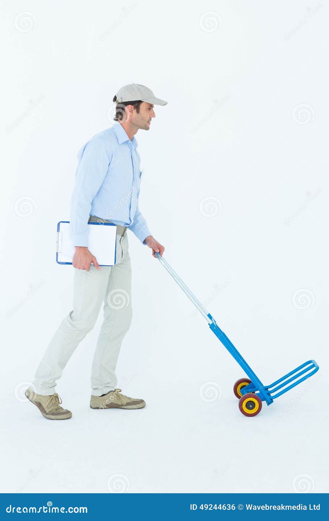 Delivery Man Pushing Empty Trolley Stock Photography | CartoonDealer ...