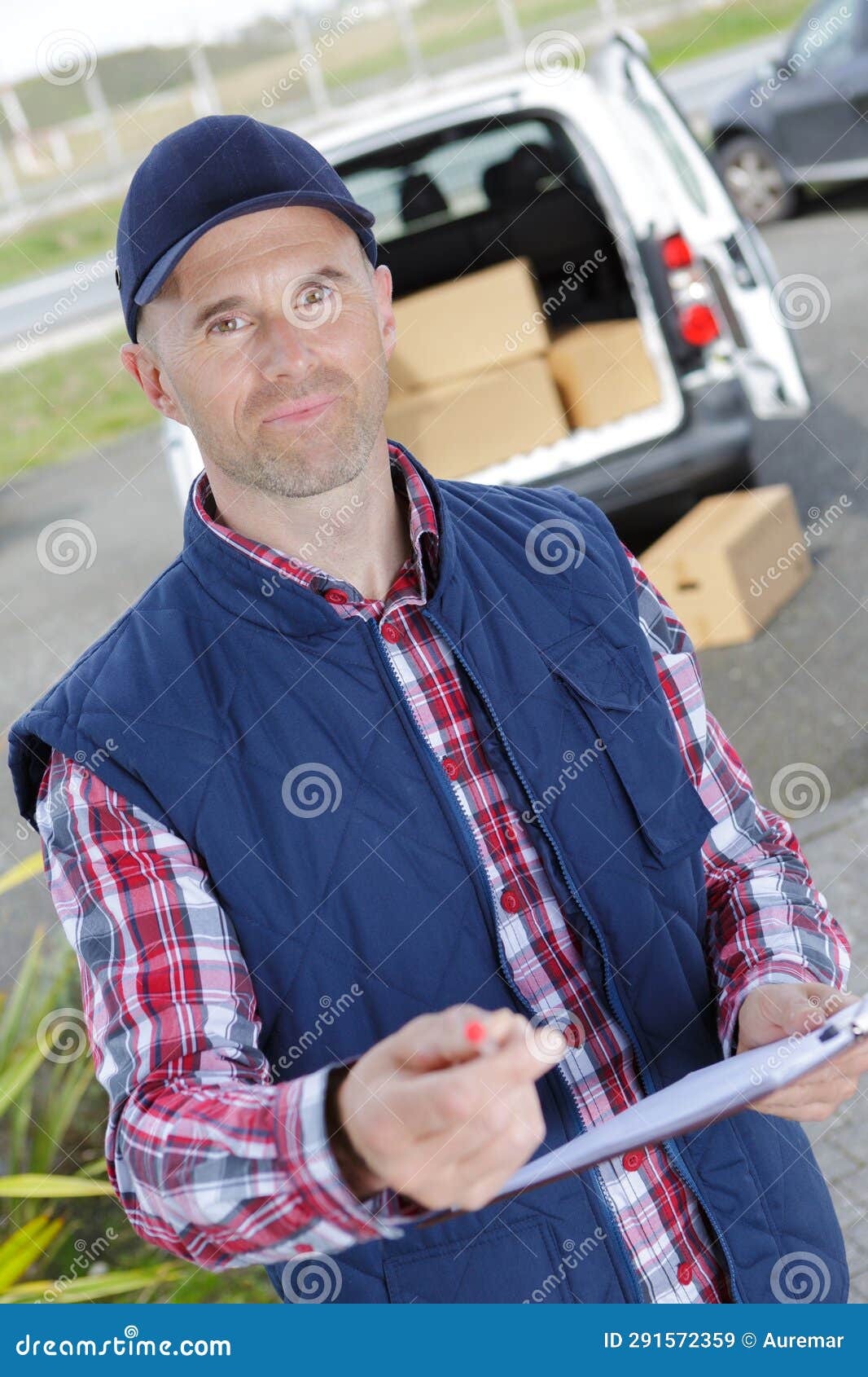 Delivery Man Requesting Signature Stock Image - Image of portrait ...