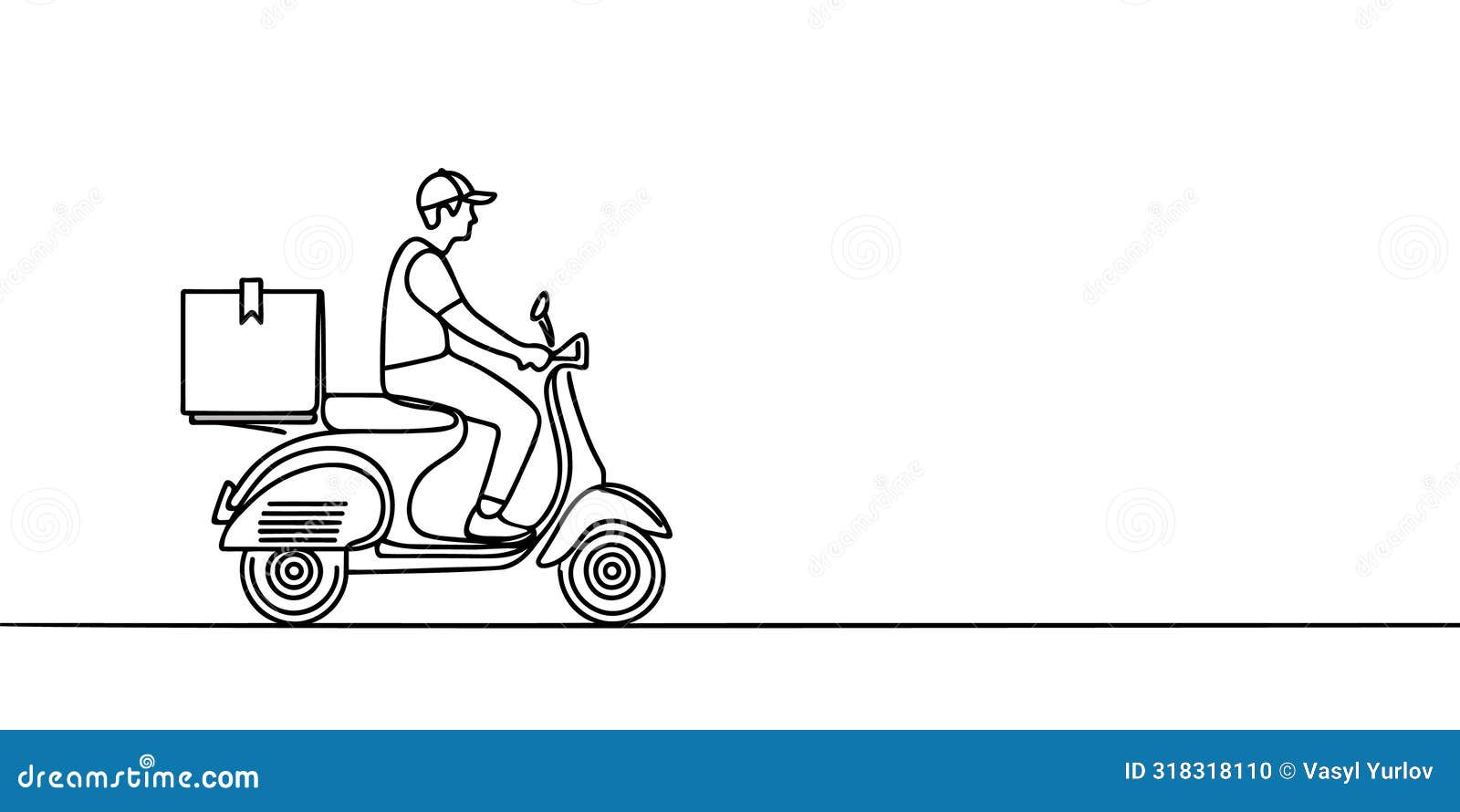 Delivery Man Riding A Red Scooter Illustration Food Delivery Man