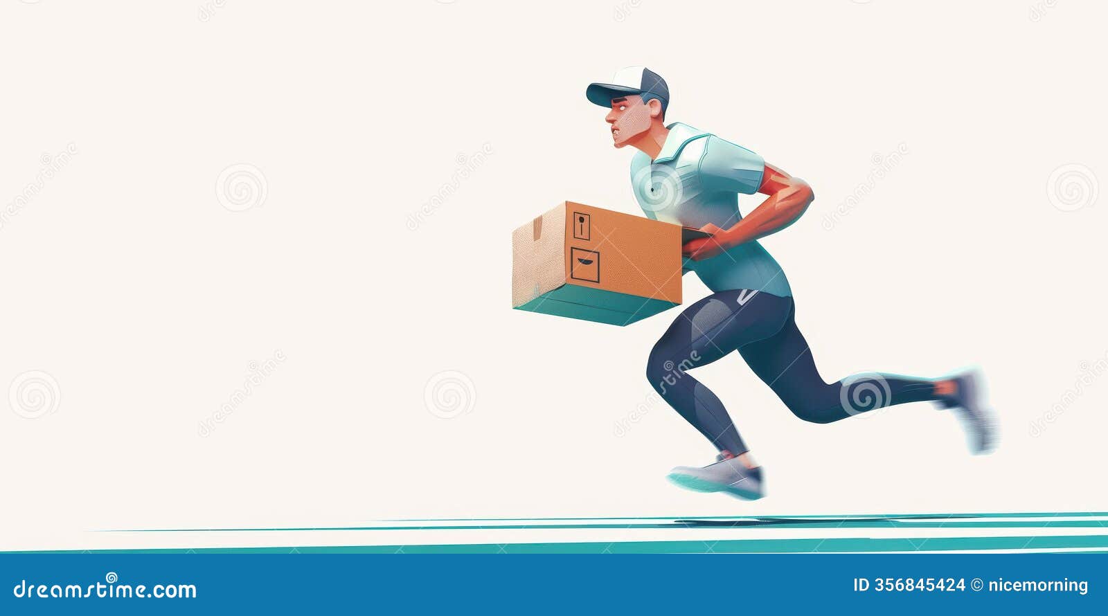Delivery Man Running with Package. Created by Generative Artificial ...