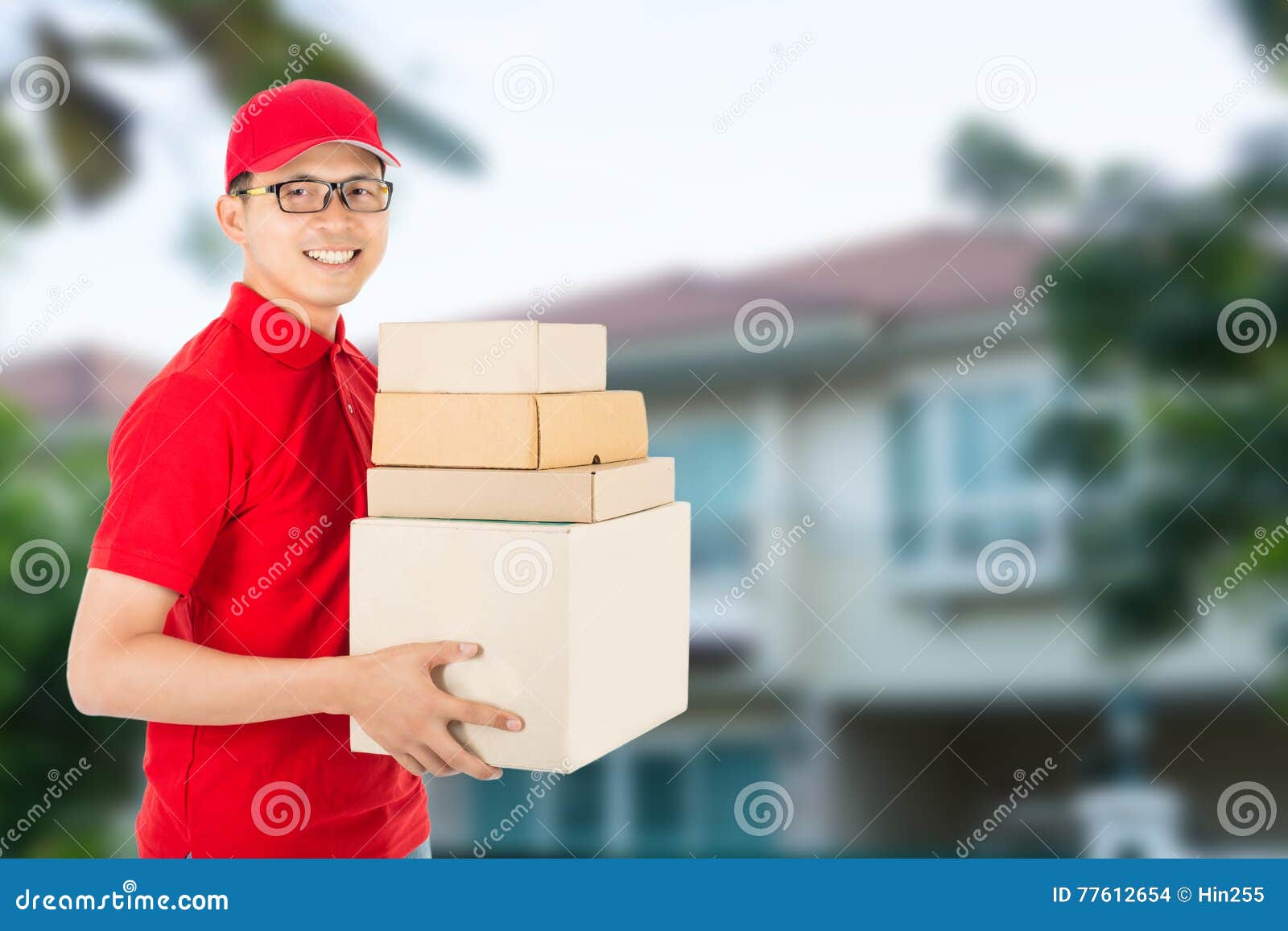 Delivery Man Service Delivery Packaging Box Stock Photo - Image of post ...