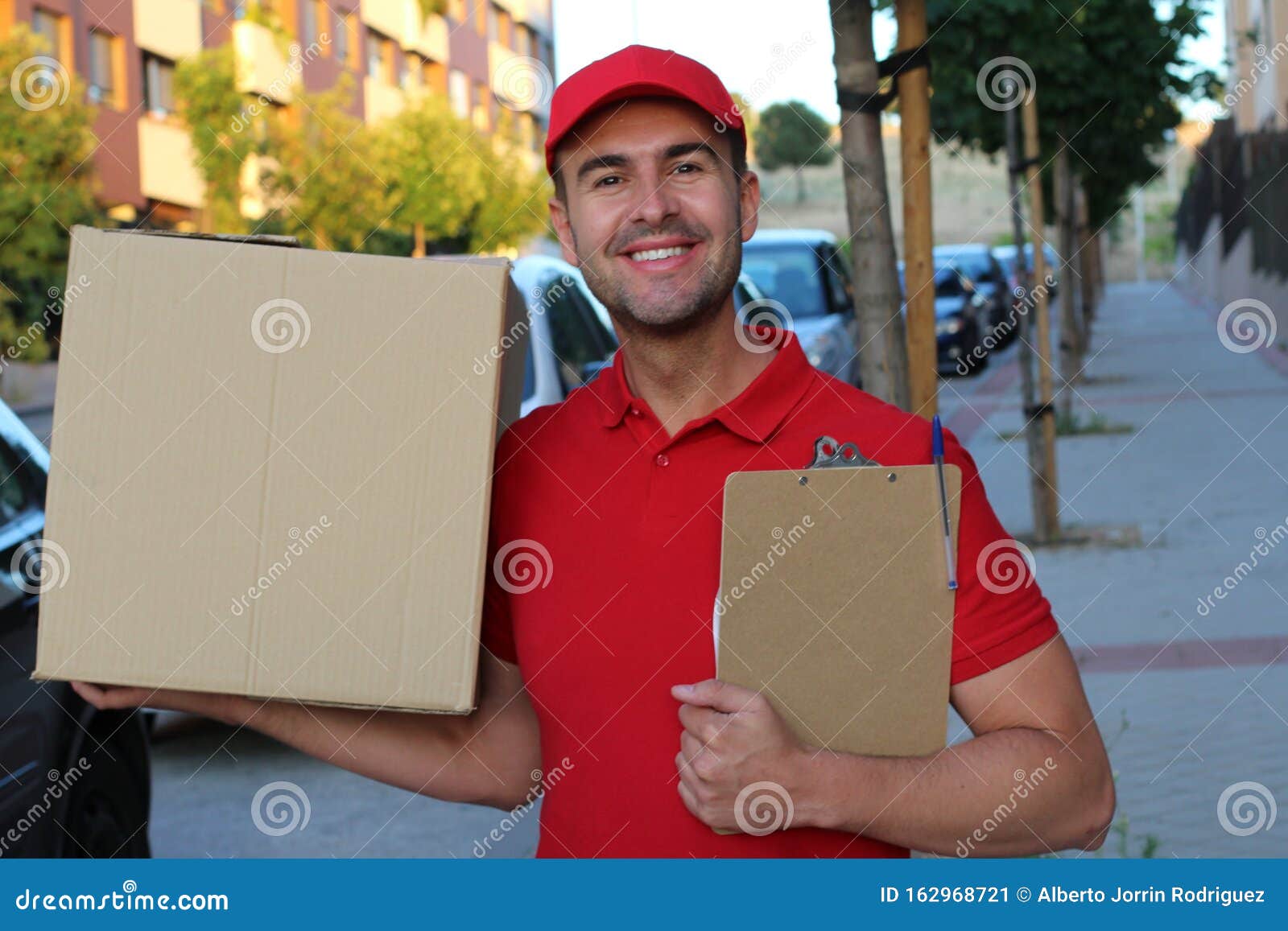 Delivery Man Smiling at Work Stock Image - Image of mover, logistics ...