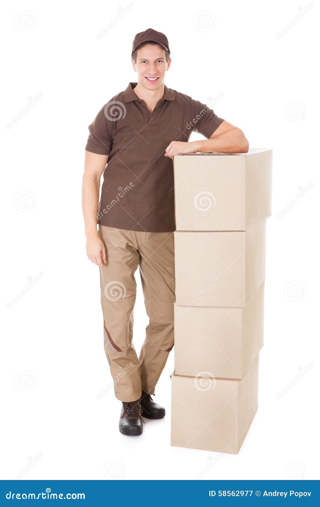 Delivery Man with Stack of Boxes Stock Image - Image of mover, delivery ...